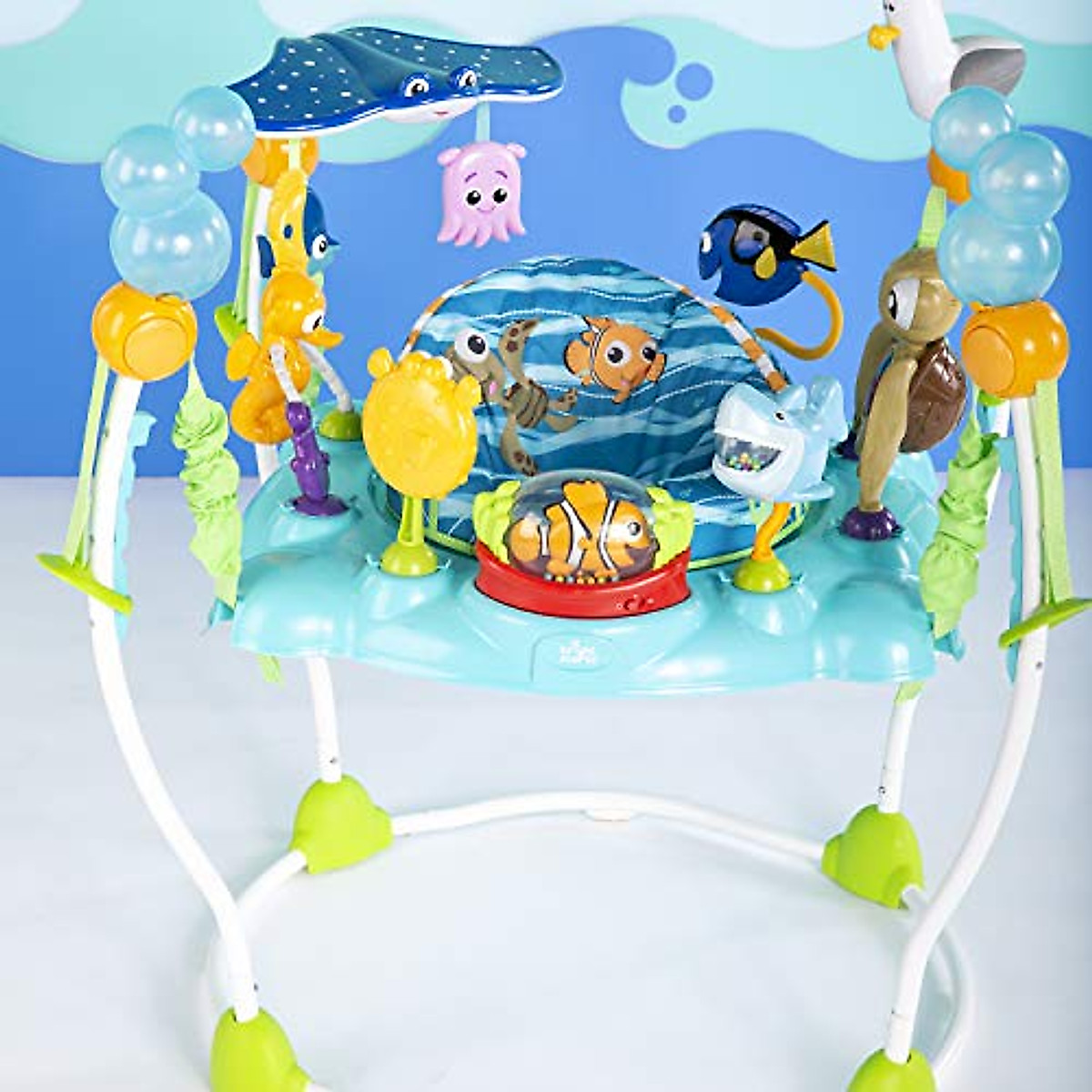 Bright Starts Disney Baby Finding Nemo Sea of Activities Baby Activity Center Jumper with Interactive Toys, Lights, Songs & Sounds, 6-12 Months (Blue)