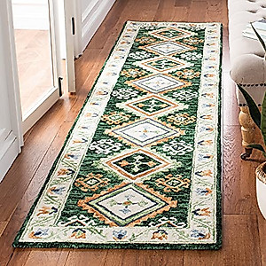 Safavieh Aspen Collection 8' x 10' Green/Ivory APN706Y Handmade Moroccan Boho Tribal Wool Area Rug