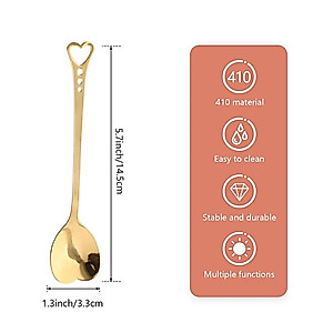 10-Piece Heart-Shaped Stainless Steel Dessert Spoon Set for Home, Restaurant, Cafe, and Bar - Elegant Design, Multi-Functional Usage, and Durable Quality Gold