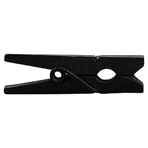 JAM PAPER Wood Clip Clothespins - Standard - 1 3/8 Inch - Black - 20 Clothes Pins/Pack