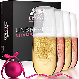 Bravario Unbreakable Glasses Bundle | 4 Wine, 4 Whiskey, 4 Champagne | Shatterproof 100% Tritan Plastic | Dishwasher-Safe | BPA-free | Awesome for Indoor & Outdoor, Gifts & Holidays