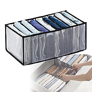 ApTimcity Wardrobe Clothes Organizer, 9 Grid Washable Closet Organizer for Clothing with Compartment Storage Box,Foldable Wardrobe Closet Drawer Bin for T-Shirt (Black)