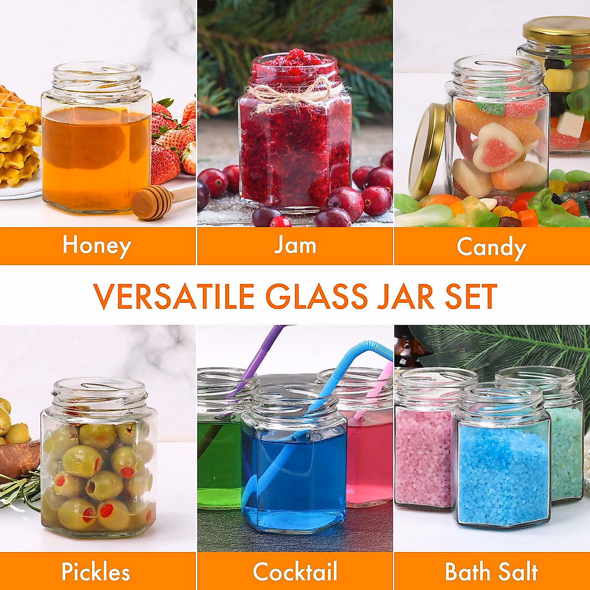 AuroTrends 30-Pack 3oz Glass Honey Jars with Wooden Dippers - For Wedding and Baby Shower Favors