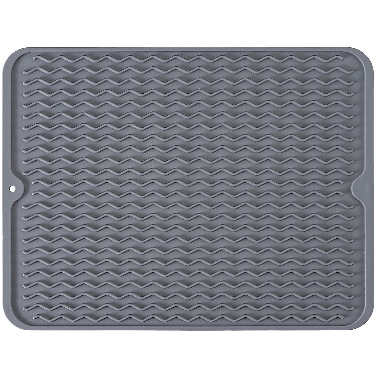 Silicone Dish Drying Mat, Non-Slip Easy Clean Sink Mat Large Heat-resistant Dish Drainer Mat for Kitchen Counter, Sink, Refrigerator or Drawer liner (16" x 12", GREY)