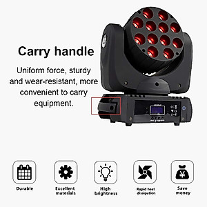 SHEHDS Moving Head Light Beam Wash LED 12x12W RGBW 4in1 DJ Lights Lighting Professional 9/16 Channels DMX512 Sound Activated Strobe Effect Stage Lights for Christmas Events Night Clubs Disco KTV Bar