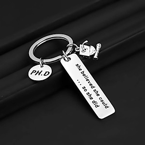 FOTAP PHD Keychain Doctor of Philosophy Jewelry Doctorate Gift PhD Graduation Gift She Believed She Could So She Did Keychain (PHD key)