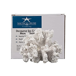 Decorative Sea Coral - White Medium Coral - 3.5in T x 4.5in W x 4in D - Faux Coral Reef Décor - Resin Coral Décor - White Coral Decoration - Coral Branch Décor - Coral Home Decoration