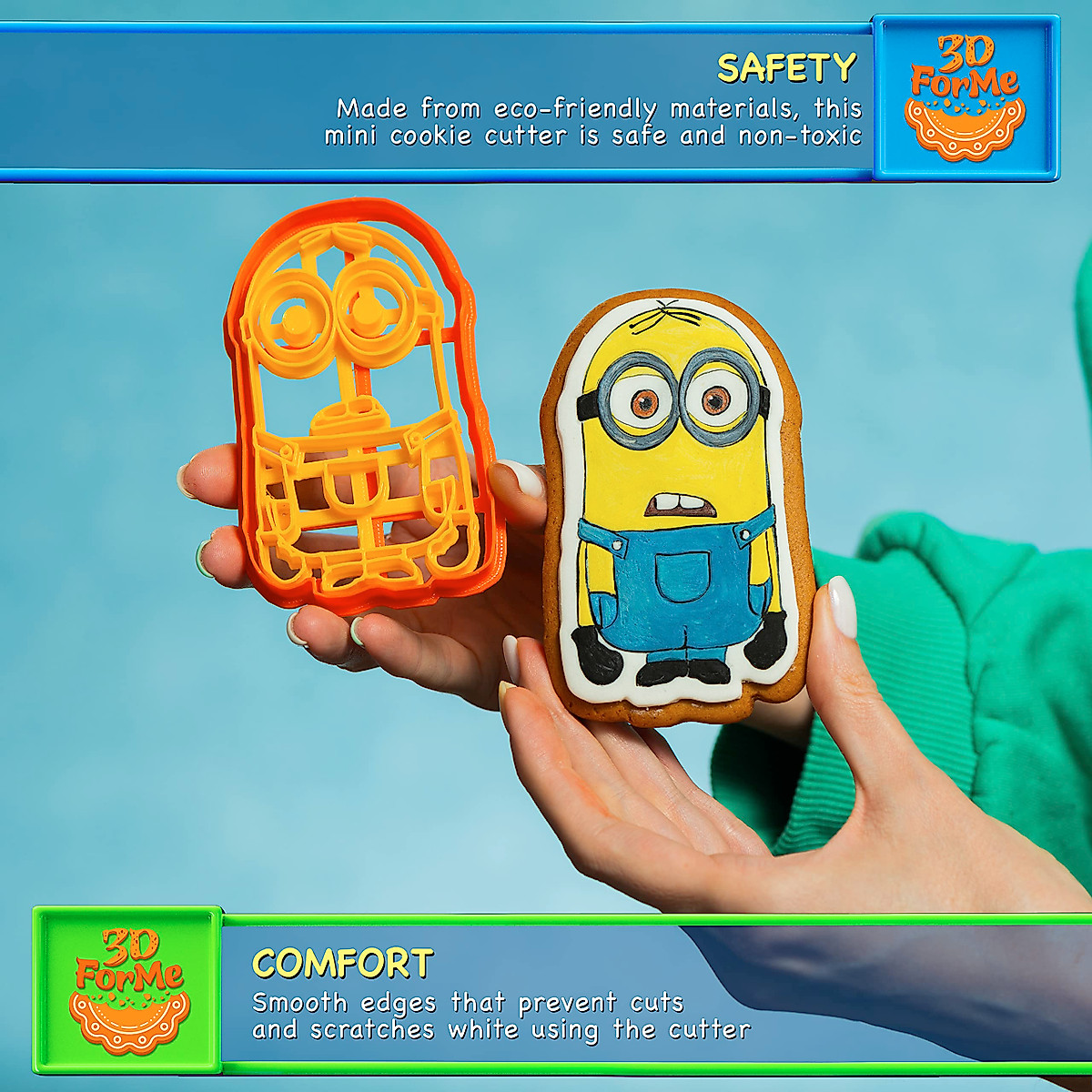 Cookie Cutter by 3DForme,For Minion Baking Cake Fondant Frame Mold for Buscuit, Set 2 Piece Made in Ukraine