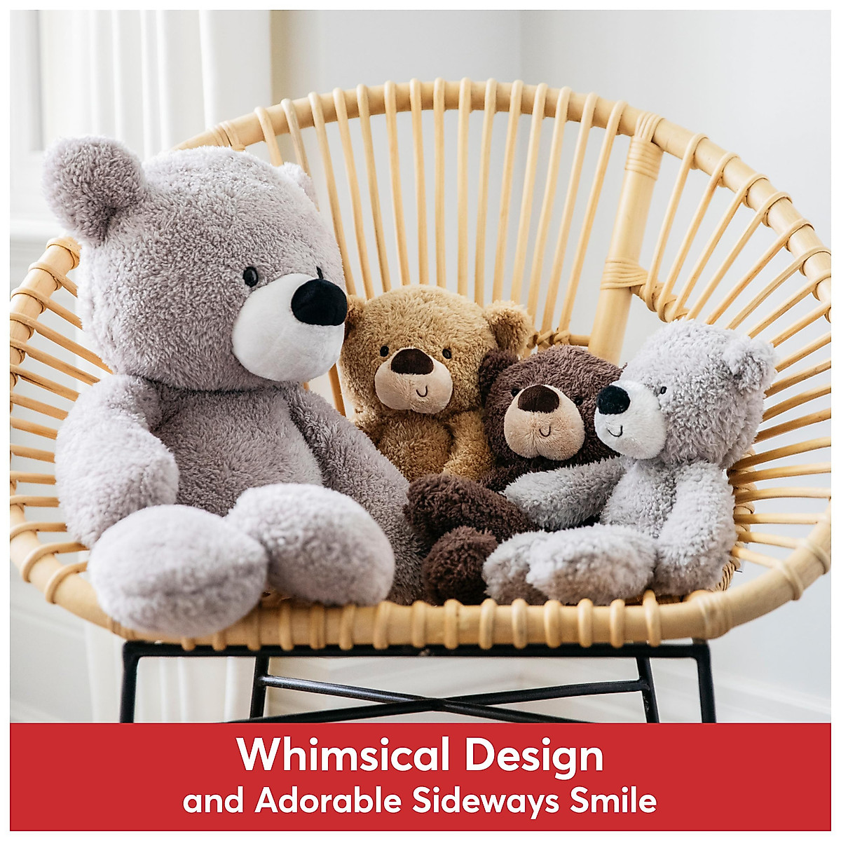 GUND Fuzzy Teddy Bear, Premium Stuffed Animal for Ages 1 and Up, Gray, 13.5”