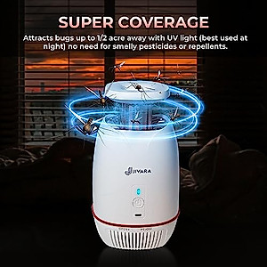 JIVARA's Professional Electric Bug Zapper Indoor | Powerful 1800V, Outdoor Mosquito Zapper, Waterproof Outdoor Fly Zapper, Insect Trap, Mosquito Killer for Patio | 1/2 Acre Coverage Mosquito Trap