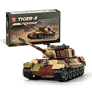 DAHONPA Tiger II Army Tank Building Block(900+ PCS),WW2 Military Historical Collection Tank Model with Soldier Figures,Toys Gifts for Kid and Adult