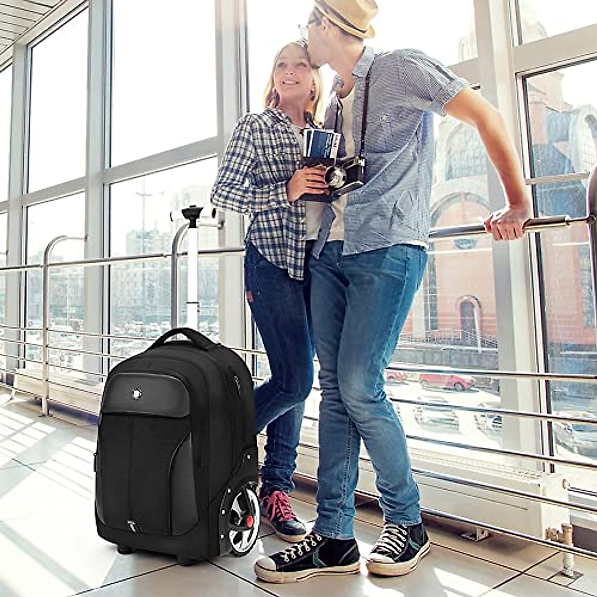 Waterproof Rolling Backpack with Wheels for Travel & Business