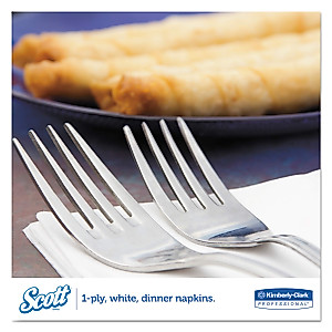 Scott 98200 1/8-Fold Dinner Napkins, 2-Ply, 17 x 14 63/100, White, 250 per Pack (Case of 12 Packs)