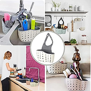 2 Pcs White, Kitchen Faucet Organizer, Faucet Soap Holder, Bathroom Over Sink Organizer, Kitchen Sink Organizers for Soap and Sponges