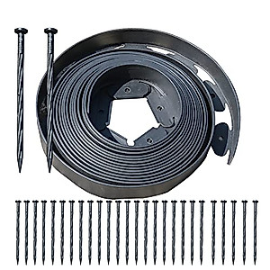 Landscape Edging,33FT Garden Edging with 30 Edging Stakes, Rubber Landscaping Edging, No Dig Landscape Edging for Yard, Yard Edging Borders Flower Bed Edging Garden Borders (Black-33FT)