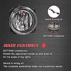 Driving Fog Lights Lamps Replacement for 05-06 Ford Escape, 03-04 Ford Mustang Cobra (SVT Model Only), 02-04 Ford Focus SVT, 2002 Lincoln LS with H10 12V 42W Halogen Bulbs (Clear Lens)