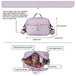 Weekender Bags for Women,Personal Item Travel Bag with Shoes Compartment,Overnight Travel Duffel Bag with Wet Pocket and Separate Toiletry Bag,Gym Bag