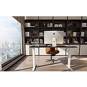 ALFA FURNISHING Advanced 55x28 Inches Standing Desk for Home Office, Dual Motor Electric Adjustable Height Desk, Sit Stand Desk with 4 Pre-Set Memory (55x28, Walnut Top + White Frame Dual Motor)