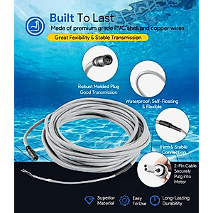 RCX50061 Floating Power Cord Assembly Replacement for Hayward Tigershark QC Robotic Cleaner RC9990 RC9990CUB, SharkVAC XL Pool Cleaner, 55 FT, 2 Pin