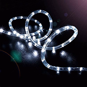 SUNSEATON Solar Rope Lights,100 LEDs 33ft/10M, 8 Modes Waterproof Solar String Copper Wire Light, Outdoor Rope Lights for Garden Yard Path Fence Tree Wedding Party Decorative (33ft/10M, White)