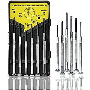 6PCS Mini Screwdriver Set, Small Screwdriver Set with 6 Different Size Flathead and Phillips Screwdrivers, Precision Screwdriver Set for Jewelry, Watch, iPhone, Eyeglass Repair