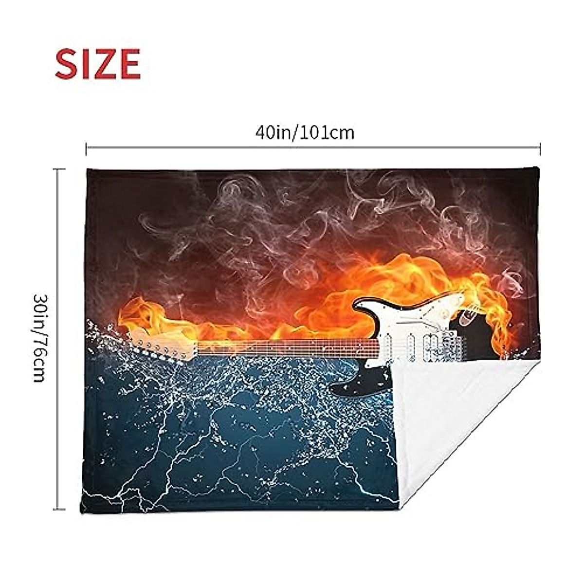 Electric Guitar in Fire and Water Newborn Swaddle Blanket, Soft Stretchy Baby Receiving Blanket for Boys and Girls, Perfect Shower Gifts, 40x30 Inch