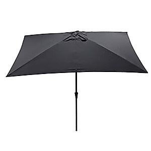 FLAME&SHADE 6.5 x 10 ft Rectangular Outdoor Market Patio Table Umbrella with Tilt, Anthracite