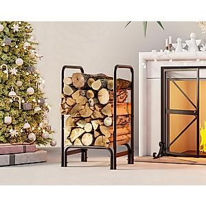 Fire Beauty Firewood Rack Log Holder,Log Storage Holder,Storage Rack,Firewood Stacker for Fireplace Indoor Outdoor(Small)