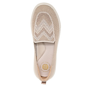 BZees Womens March On Moc Slip-on Loafer, Hazelnut Chevron Knit, 7 US