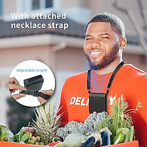 CARRYLOVE Portable Mini Waist Clip on Fan, Personal Necklace Fans, USB Rechargeable Operated, 3 Speeds, Hand Free Belt Fan for Outdoor Working, Climbing, Hiking, Camping, Cycling Fishing (Black)