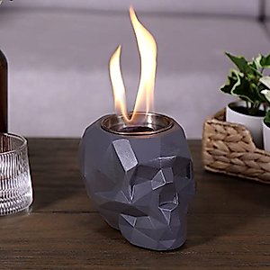 BRIAN & DANY Tabletop Fire Pit, Portable Alcohol Fireplace Indoor/Outdoor - Dark Grey