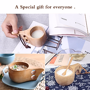 Mochiglory Wooden Cup Camping Cup Nordic Style Handmade Natural, Portable Wood Mug Drinking Cup for Coffee, Tea and Milk