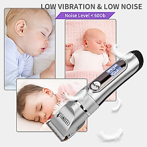 Ceenwes Professional Hair Clippers Cordless Hair Trimmer Low Noise Hair Cutting Kit Beard Trimmer IPX7 Waterproof Body Hair Removal Machine with LED Display Hairdressing Cape and Travel Bag