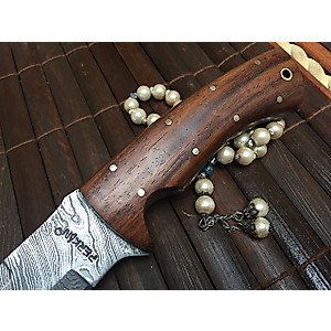 Perkin Knives - Custom Handmade Damascus Hunting Knife with Sheath Full Tang Knife - AR1101W