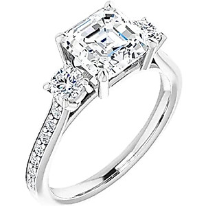 Moissanite World 3-Stone Moissanite Ring Heart 2.0CT, Moissanite Engagement Ring/Moissanite Wedding Ring/Moissanite Bridal Ring Set 925 Sterling Silver Perfact for Gift Or As You Want (11)