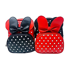 Children Girls Backpacks Mouse Ears Bows Spots Cute School Bags Going to School Travel Shopping Outings Decoration Children's Gift (black)