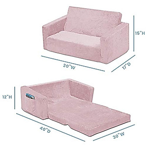 Delta Children Serta Perfect Sleeper Extra Wide Convertible Sofa to Lounger, Comfy 2-in-1 Flip Open Couch/Sleeper for Kids, Pink