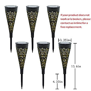 EKQ 6 Pack Solar Lights Outdoor Decorative Solar Garden Lights Waterproof with Warm Light Solar Pathway Lights for Patio Path Backyard Walkway Yard Garden Decor