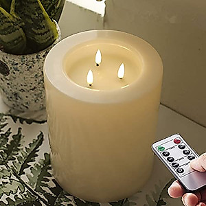 OUTDOOR XL 6" x 8" Large Flameless Candles with Remote .Rainproof Waterproof . LED Battery Operated .Flickering Pillar CANDLES--3-C Batteries runs 500hours (Not included)