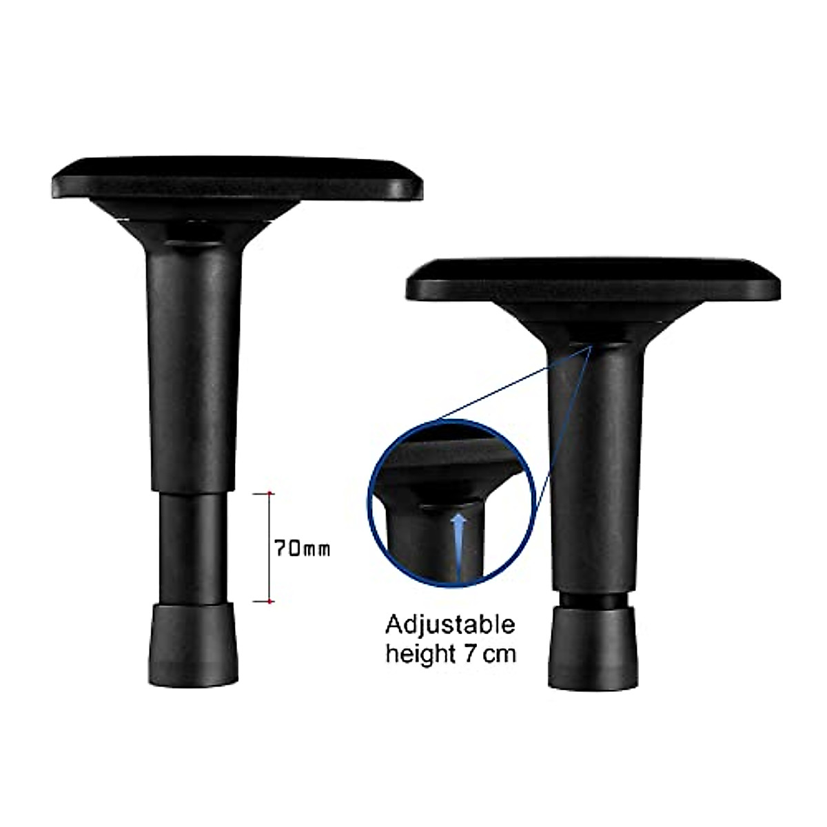 Frassie Height Adjustable Chair Armrest Pair, Gaming Boss Chair Arms Set Replacement,Black (4D)