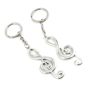50 Pieces Keychain Keyring Door Car Key Chain Ring Tag Charms Supplies O6DD1Y Music Musical Note