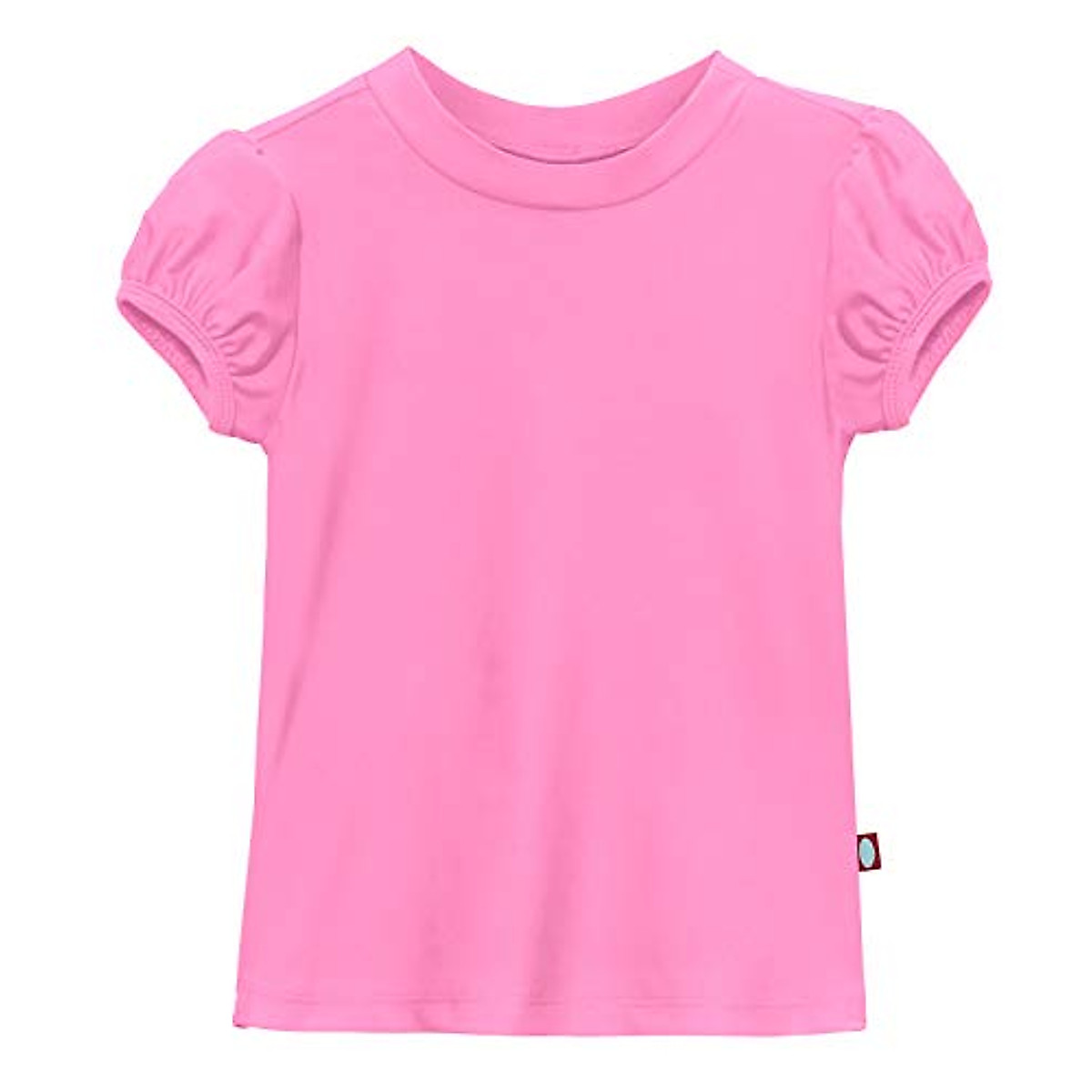 Made in USA Girls' Puff Short Sleeve Rashguard Swimming Shirt Swim Top Rash Guard UPF Sun Protection for Summer Beach Pool and Play, Medium Pink, 7