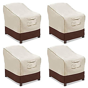 Vailge Patio Chair Covers, Lounge Deep Seat Cover, Heavy Duty and Waterproof Outdoor Lawn Patio Furniture Covers (4 Pack - Small, Beige & Brown)