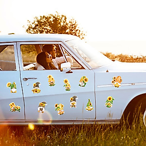 12Pcs Sunflower Gnome Refrigerator Magnets Spring Sunflower Party Decorations Spring Sunflower Refrigerator Magnets Sunflower Spring Gnome Fridge Garage Door Magnets for Fridge Car Mailbox Decor