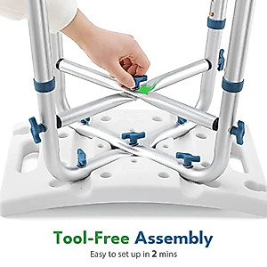 Auitoa Heavy Duty Shower Chair 500lb, Shower Chair for Inside Shower with Handle and Shower Head Holder, Tool-Free Adjustable Bariatric Shower Bench for Bathtub, Stable Bath Seat for Seniors