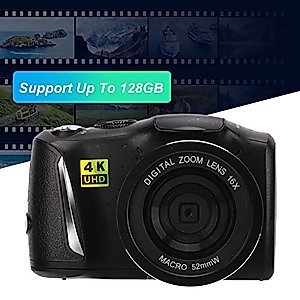 4K Digital Camera, 48MP Vlogging Camera with 3.2in Screen, for YouTube Video Camera with 8 Scene Modes, 16X Digital Zoom, Support 52mm Caliber Filter/Macro Lens