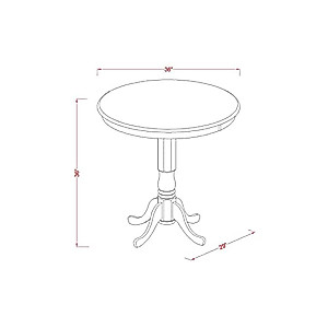 East West Furniture JAT-OAK-TP Jackson Counter Height Dining Table - a Round Dinner Table Top with Pedestal Base, 36x36 Inch, Oak