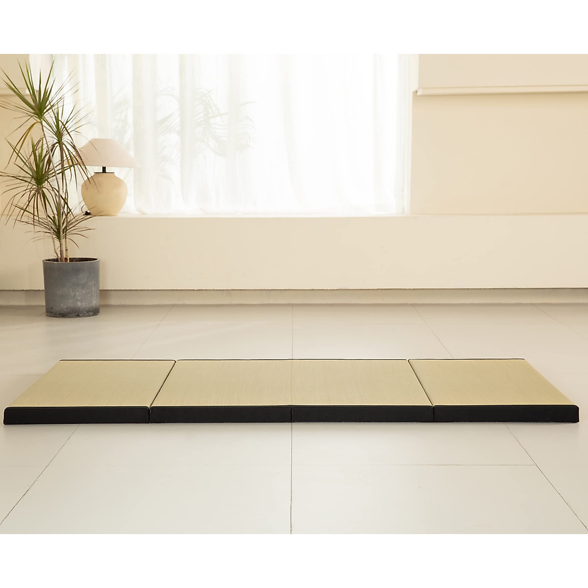 MustMat Thick Tatami Mat Twin XL Floor Mattress Japanese Tatami Bed with Storage Bag 39 x 80 x 2 in (Black)