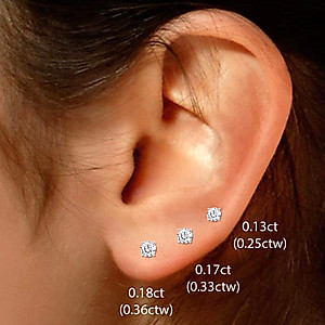 Round Natural Diamond Stud (IGI Certified 0.70 ct & up) Plus Quality Friction Back Earrings in 14k Solid White Gold, 0.04 Ctw - 2.00 Ctw