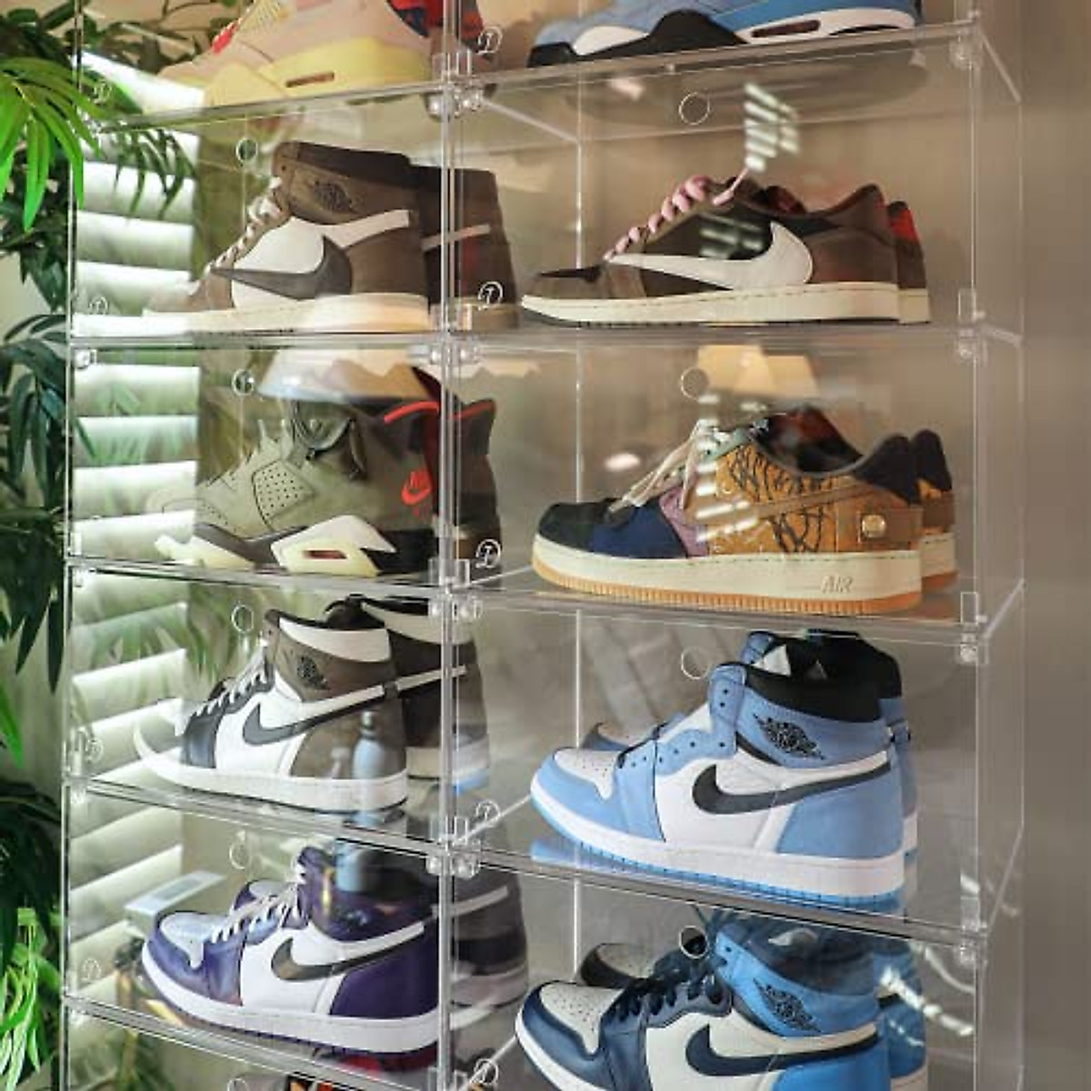 Looksee Designs | Acrylic Shoe Display Case | Magnetic Drop Side Door | Sneaker Storage for Sneaker Head | Clear Plastic Stackable Shoe Box